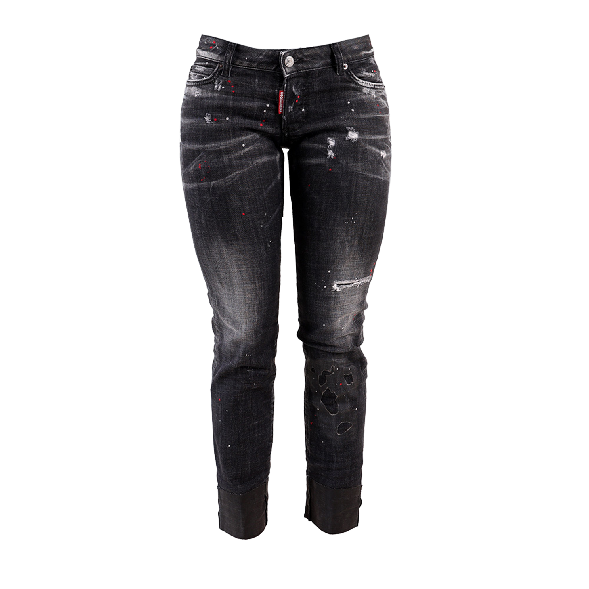 Jeans Negro Dsquared2 Jennifer Cropper Red Paints